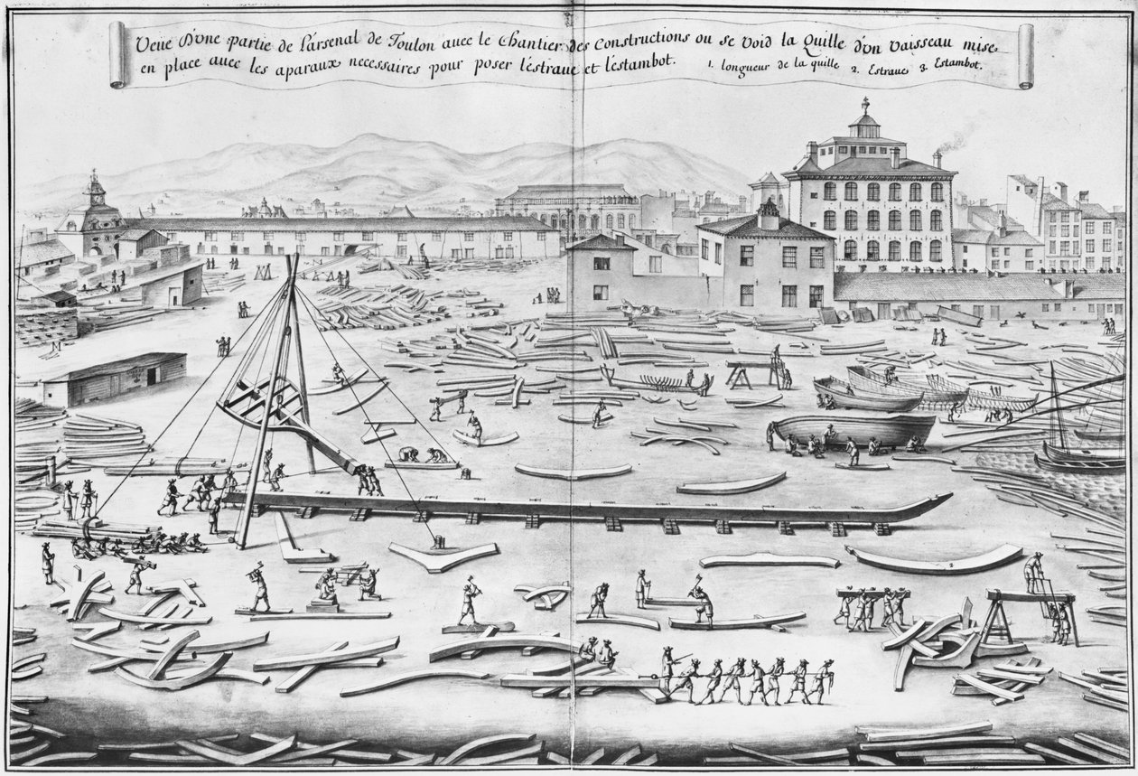 Arsenal de Toulon, illustration de 'l'Atlas de Colbert', planche 1