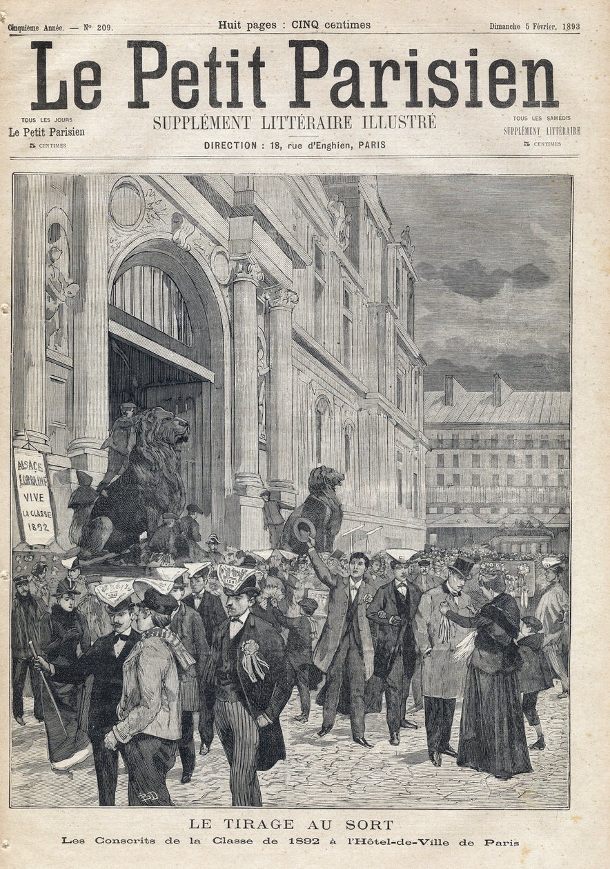 Le tirage au sort : les conscrits de la classe de 1892 à l'Hôtel de ...