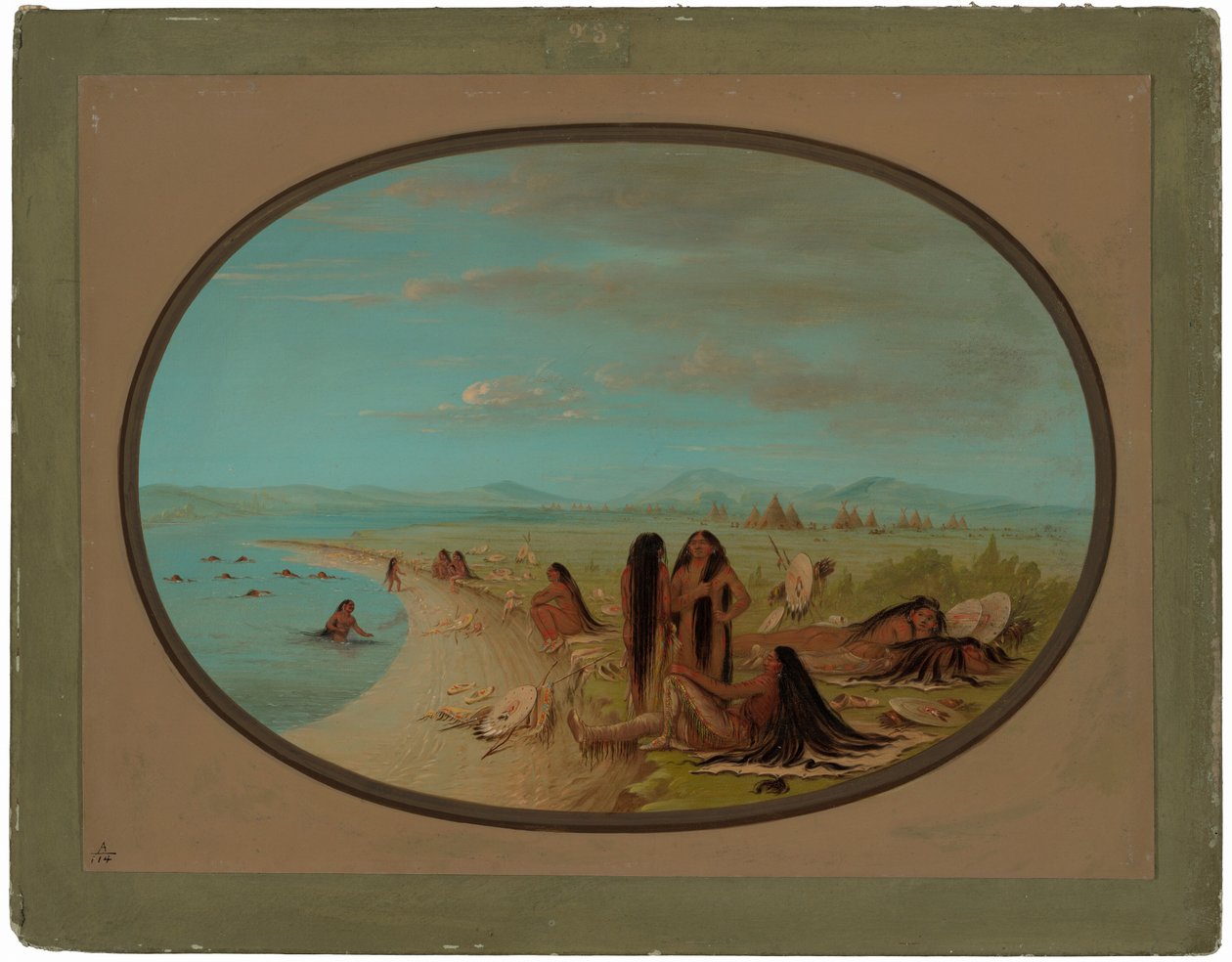 Guerriers Crow se baignant | George Catlin | Estampe d'art