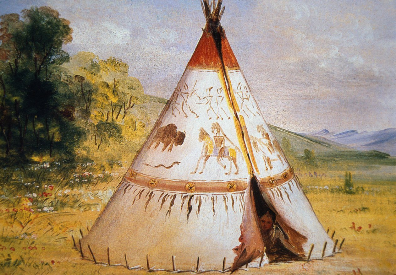Teepee de la tribu Crow, vers 1850 (huile sur toile)
