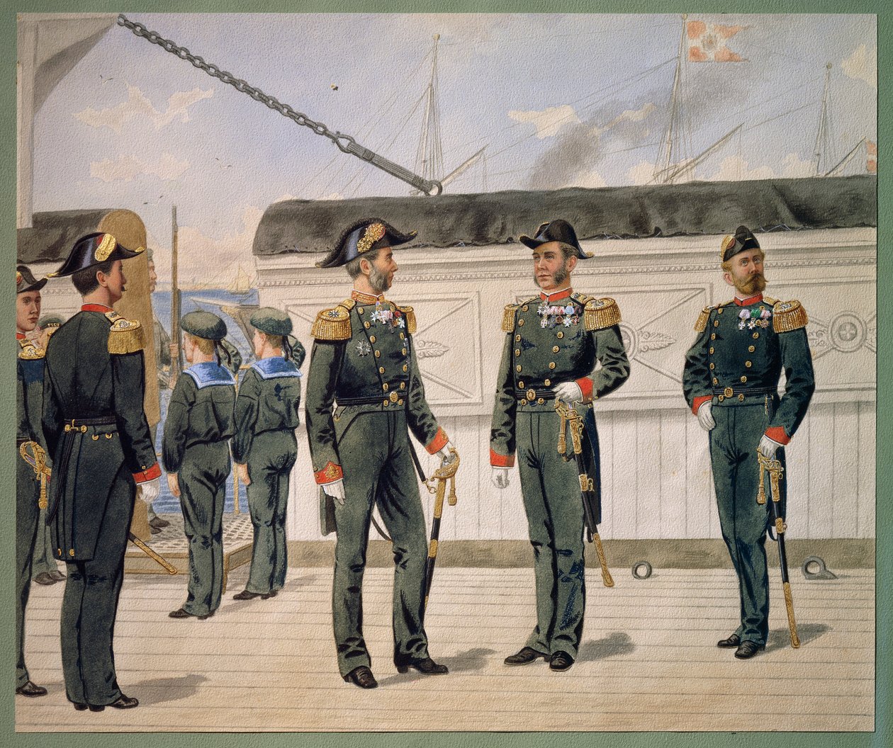 Officiers de la marine danoise en uniforme de cérémonie