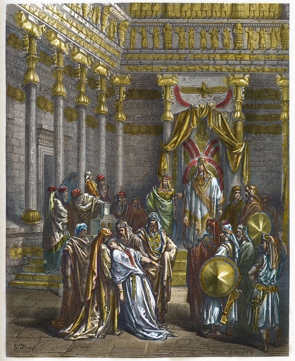 Esther s'évanouit devant le roi de Perse Assuérus 1er (Xerxès 1er ...