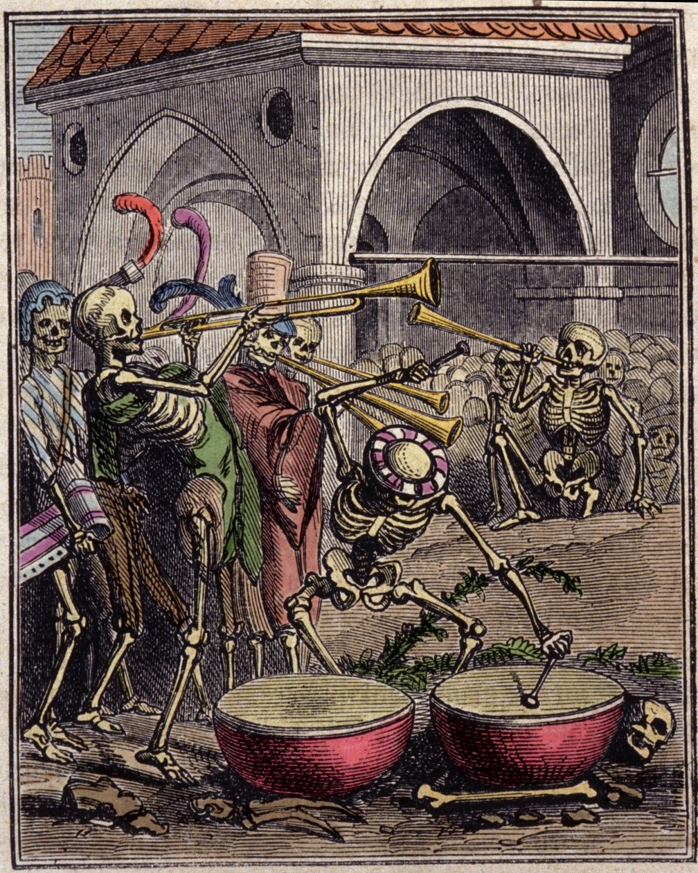 Gravure d'une « Danse macabre » par Hans Holbein le Jeune (1497-1543).