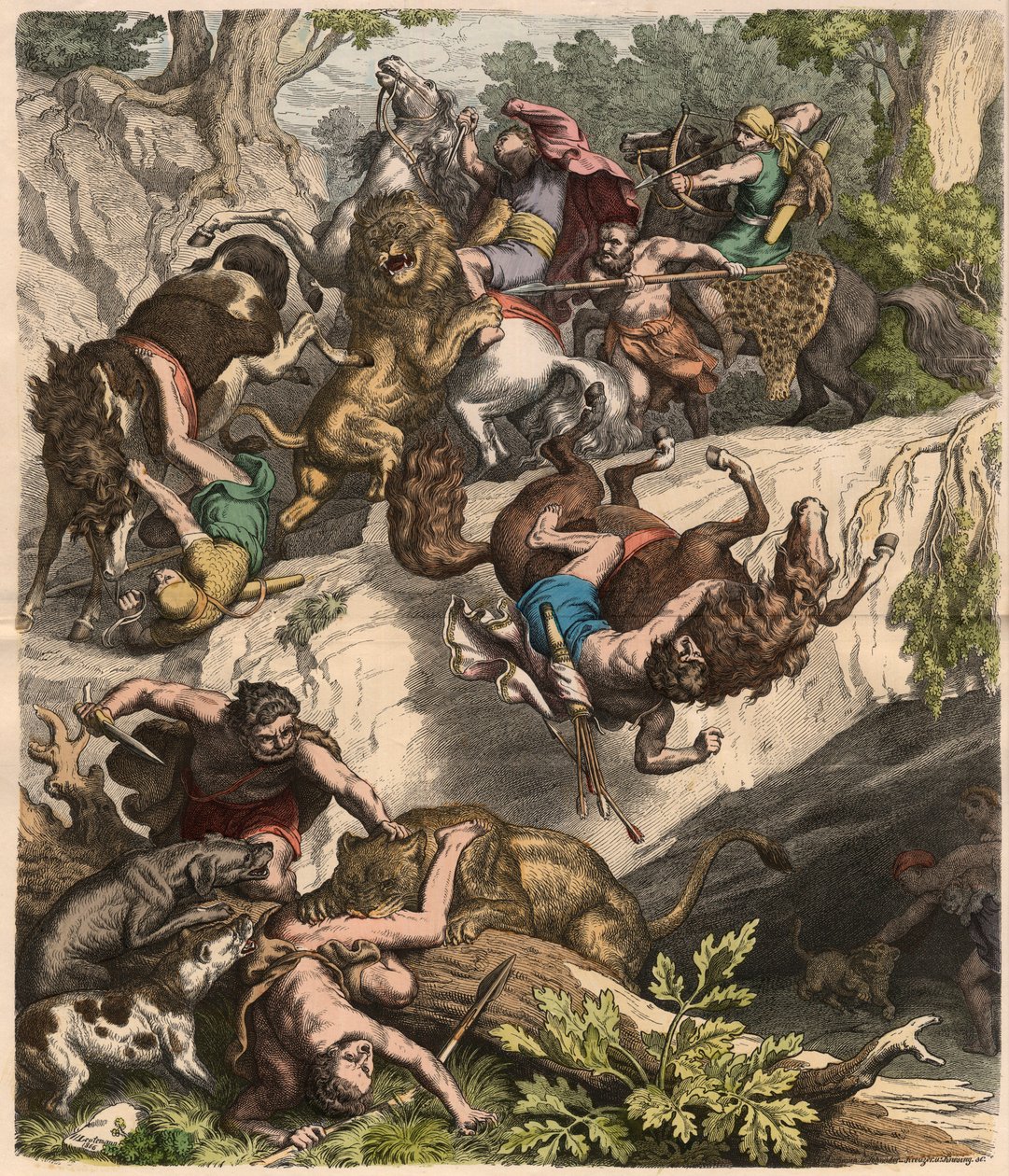 Les Carthaginois : Chasse au lion, 1866 | Estampe d'art