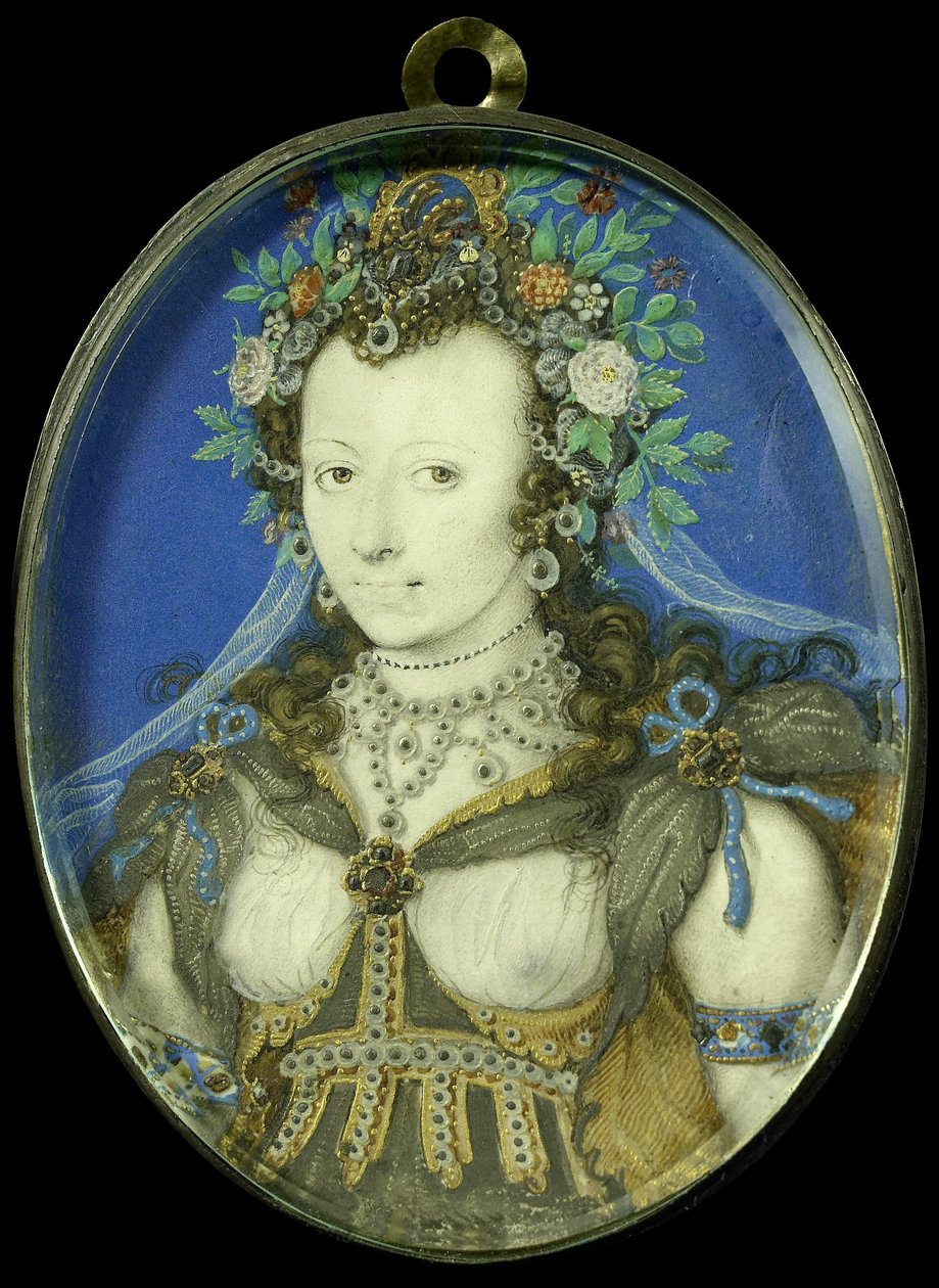 Portrait d'une femme en Flora | Isaac Oliver | Estampe d'art