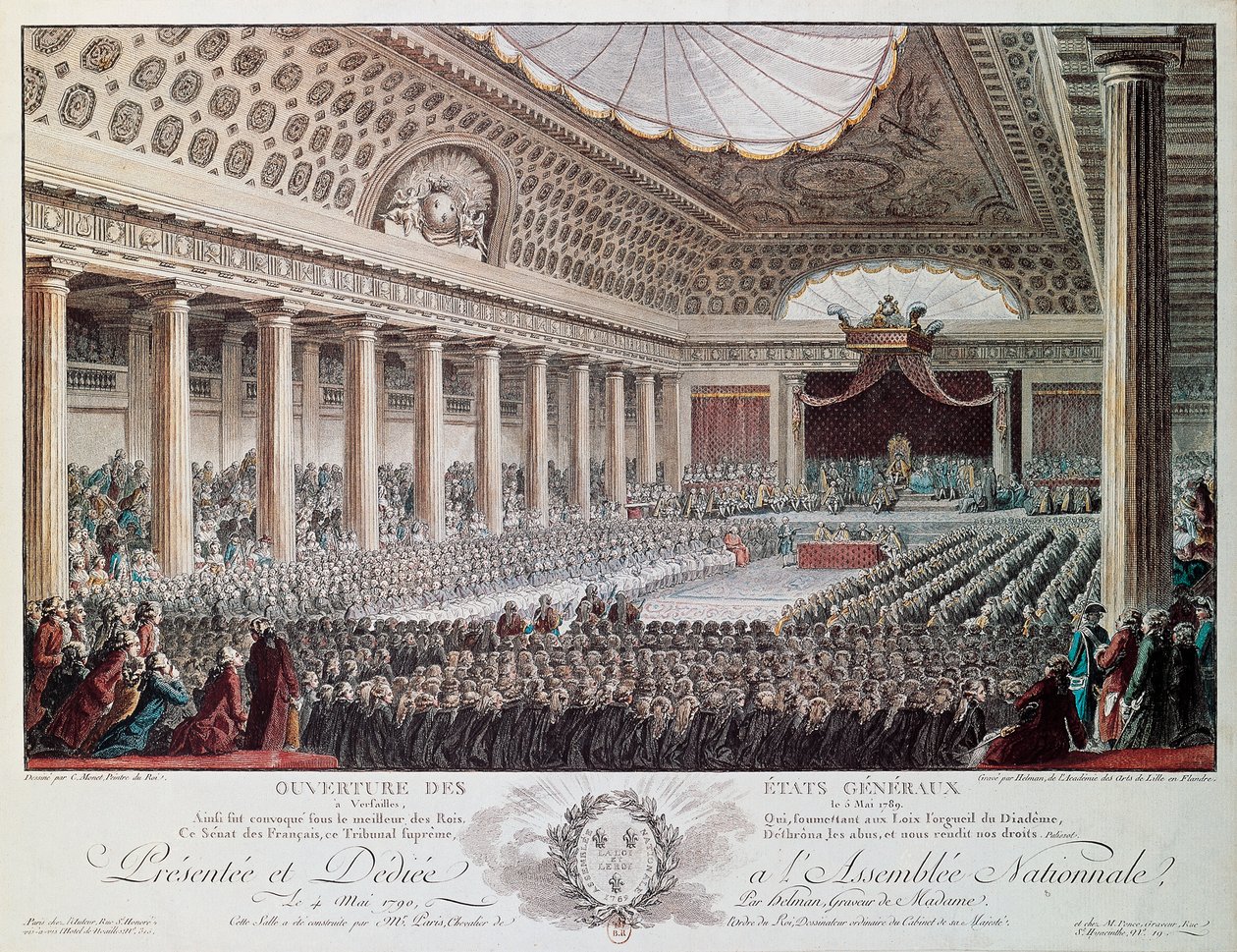Ouverture des États généraux à Versailles en 1789, gravure par Helmann ...