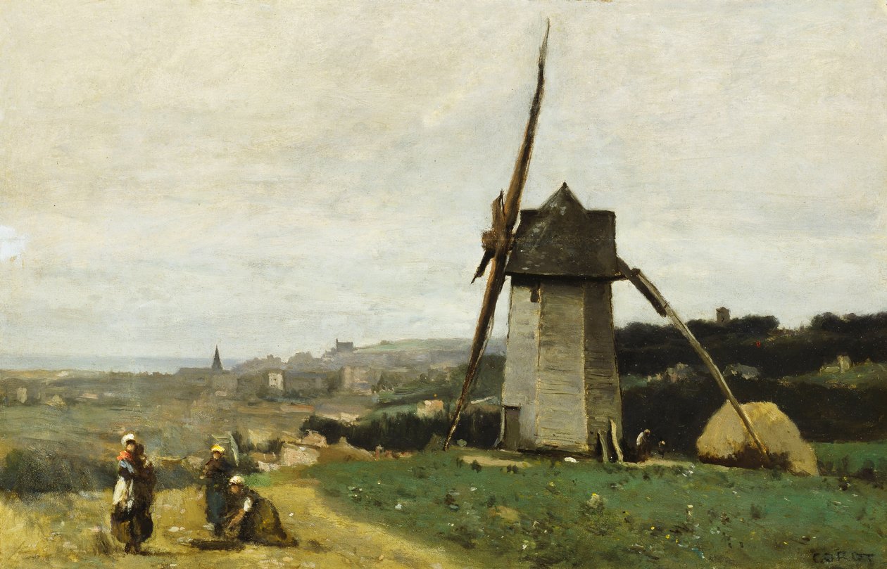 Étretat-un moulin | Jean Baptiste Camille Corot