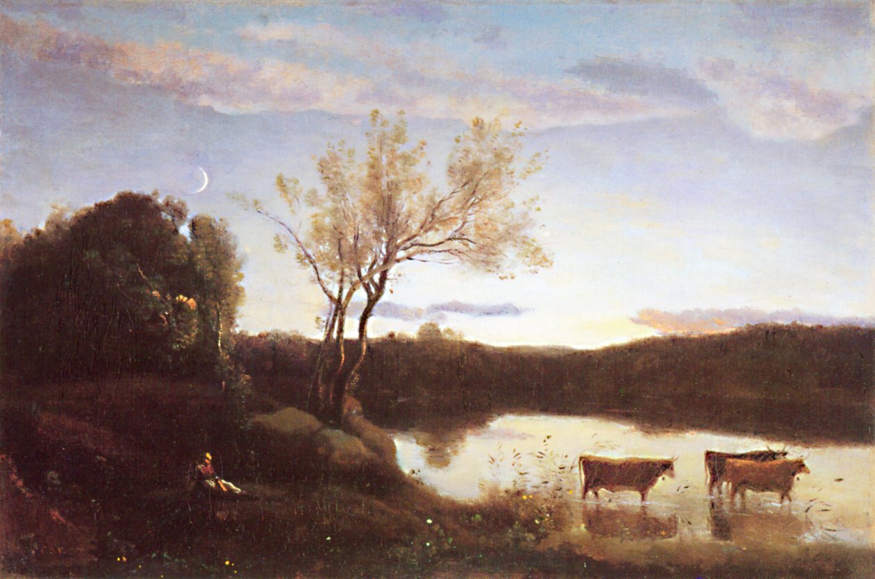 French: L'Étang aux trois vaches et au Croissant de Lune The Pond ...