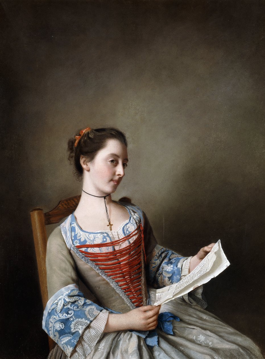 La Belle Liseuse : Portrait de Miss Susanna Lewis, assise, en costume ...