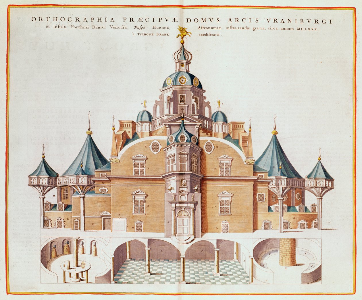 Observatoire Uraniborg de Tycho Brahe de 'Atlas Major' de Joan Blaeu, 1663