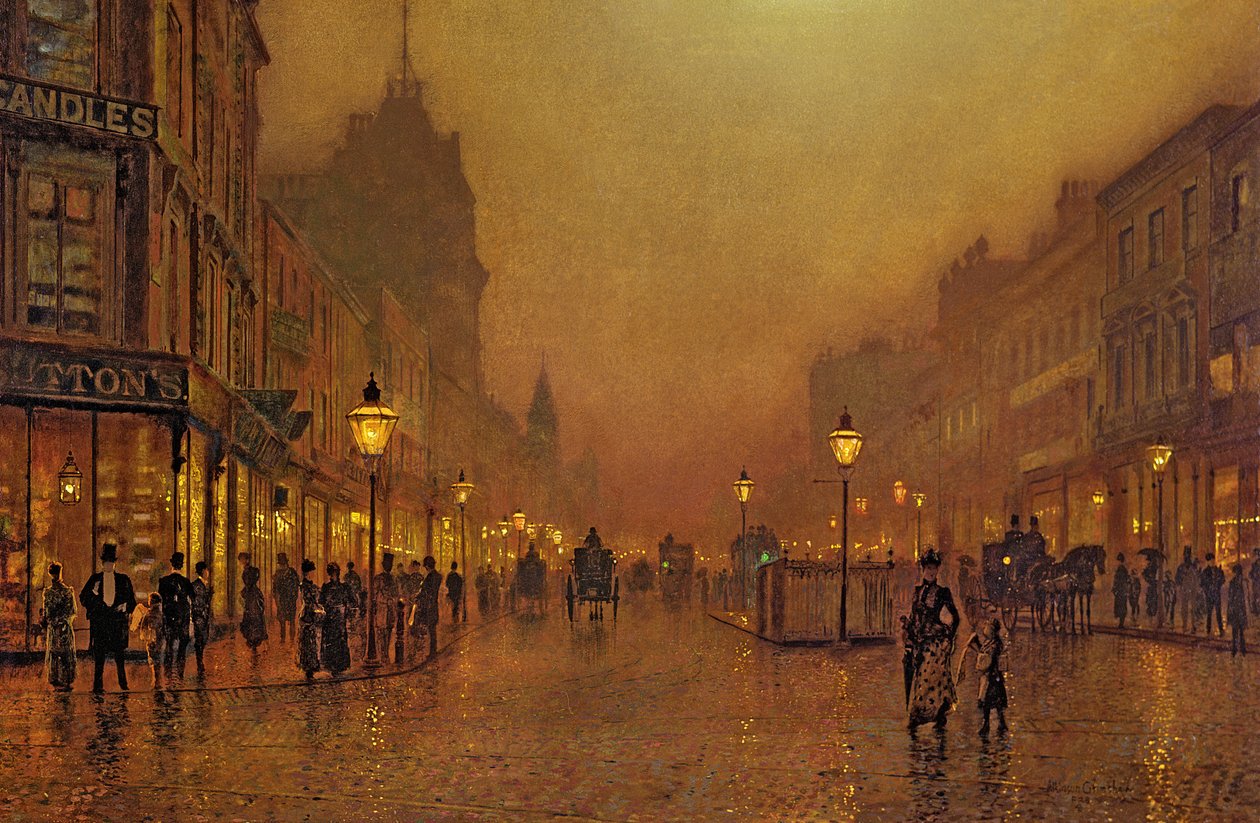 Une rue la nuit | John Atkinson Grimshaw | Estampe d'art