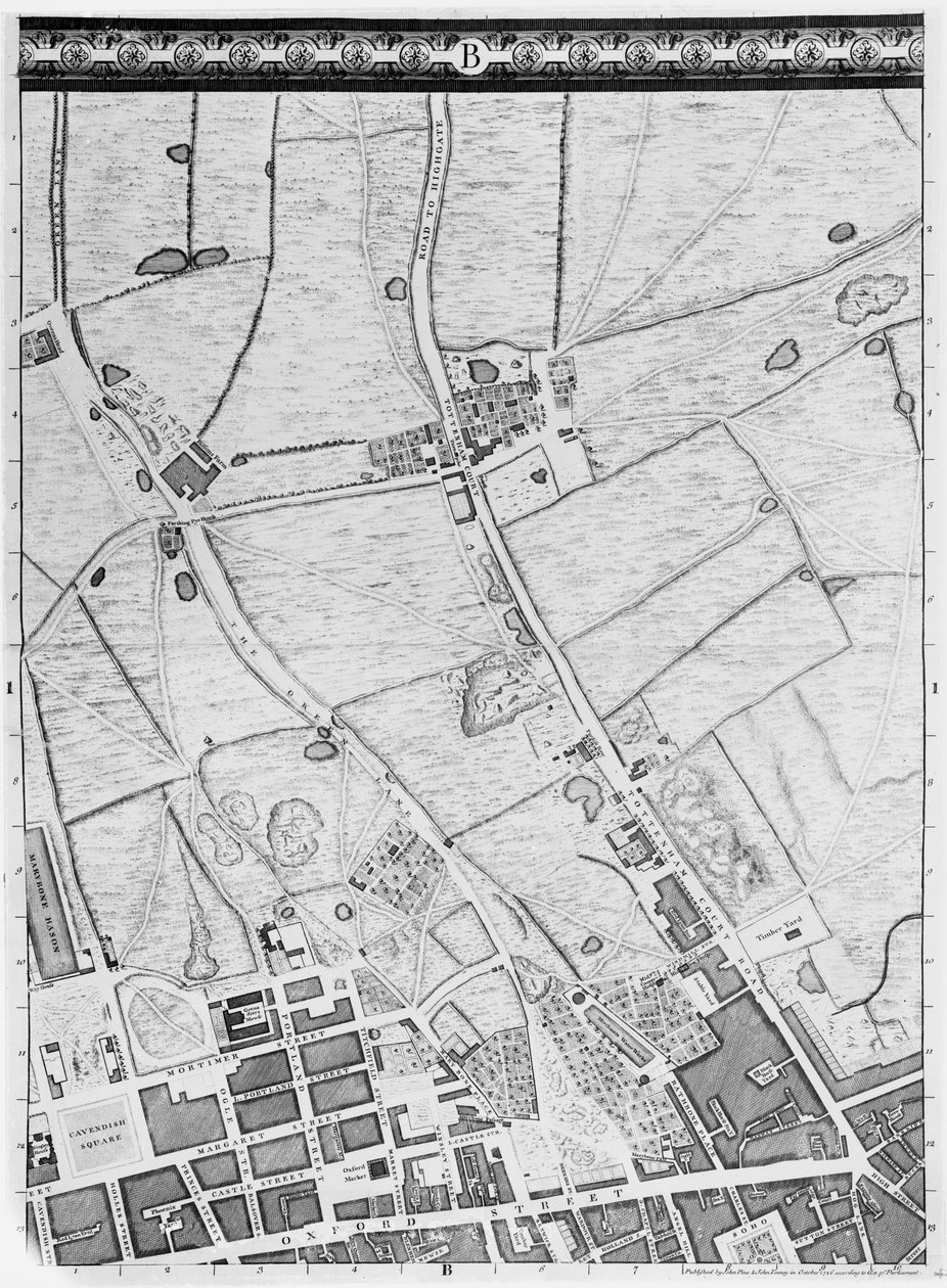 Carte du West End et de Soho, Londres, 1746 | John Rocque