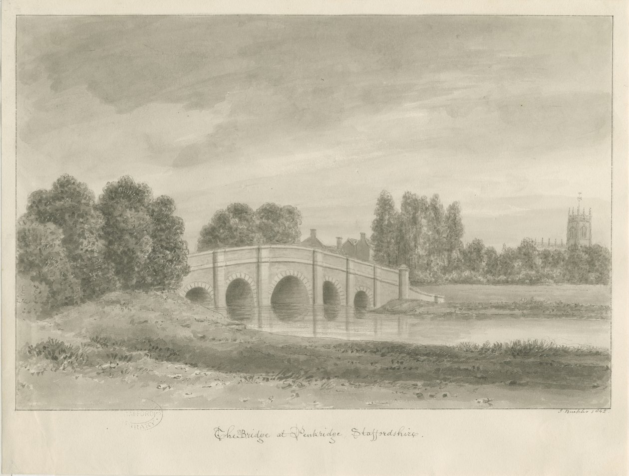 Penkridge Town - Pont [Bull] | John Buckler | Estampe d'art