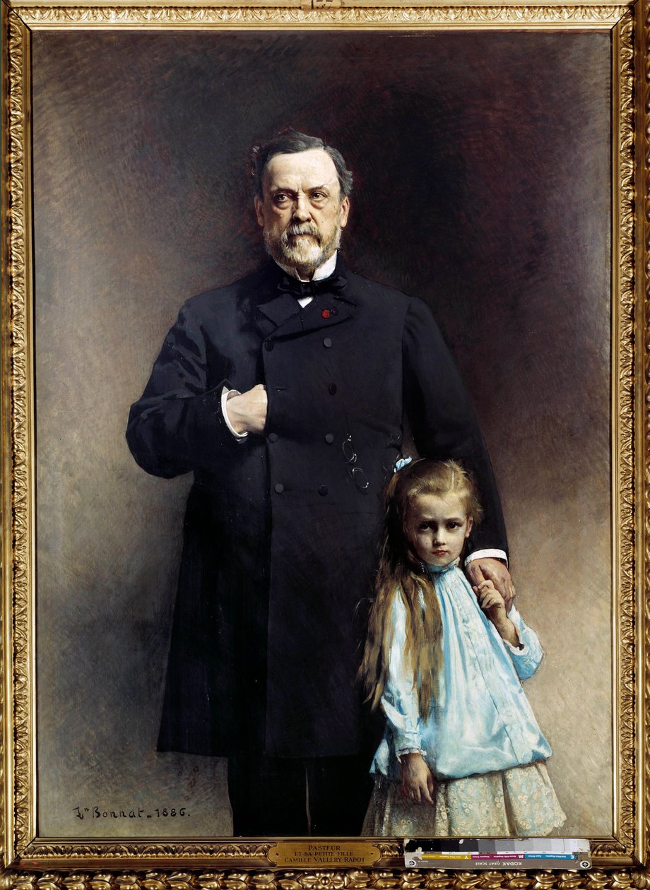 Portrait du docteur français Louis Pasteur (1822-1895) avec sa petite ...
