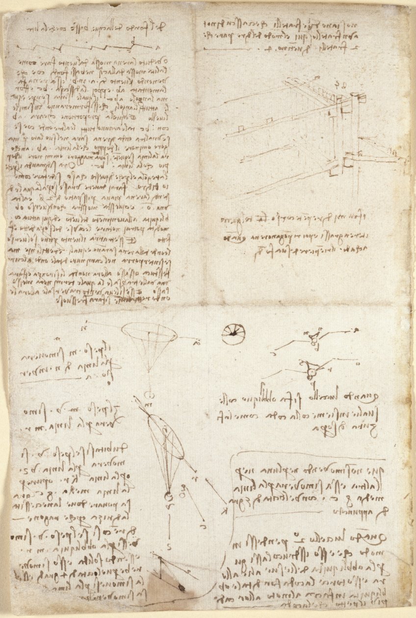 Notes, diagrammes et croquis du 'Codex Arundel'