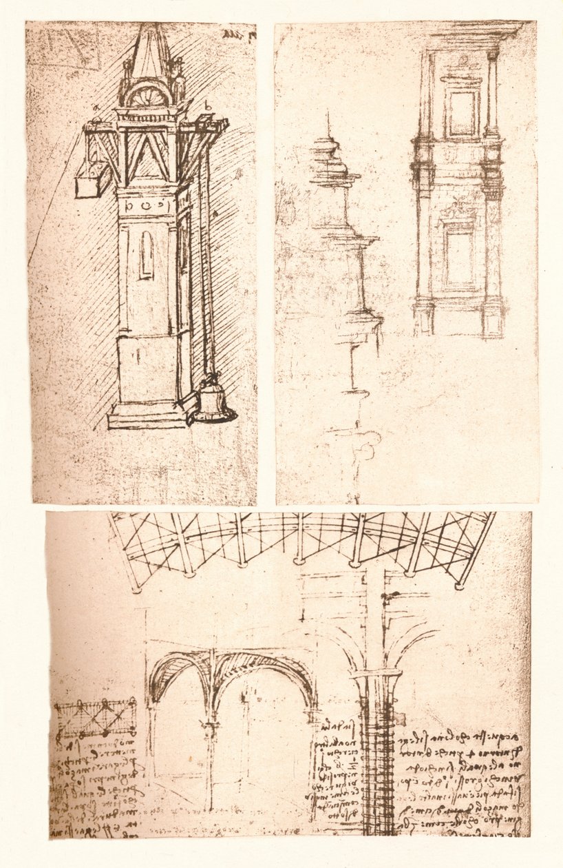 Trois dessins architecturaux, vers 1472-1519, 1883