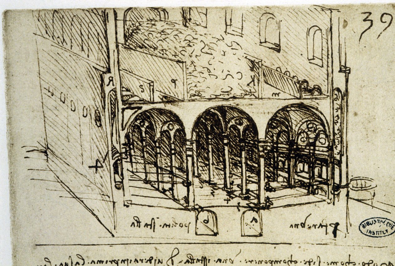Urbanisme : plan architectural (39) par Léonard de Vinci (Leonardo da ...