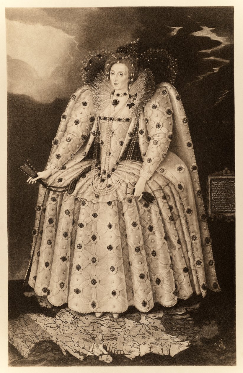 Reine Elizabeth I ('Le Portrait Ditchley'), de 'James I et VI', imprimé ...