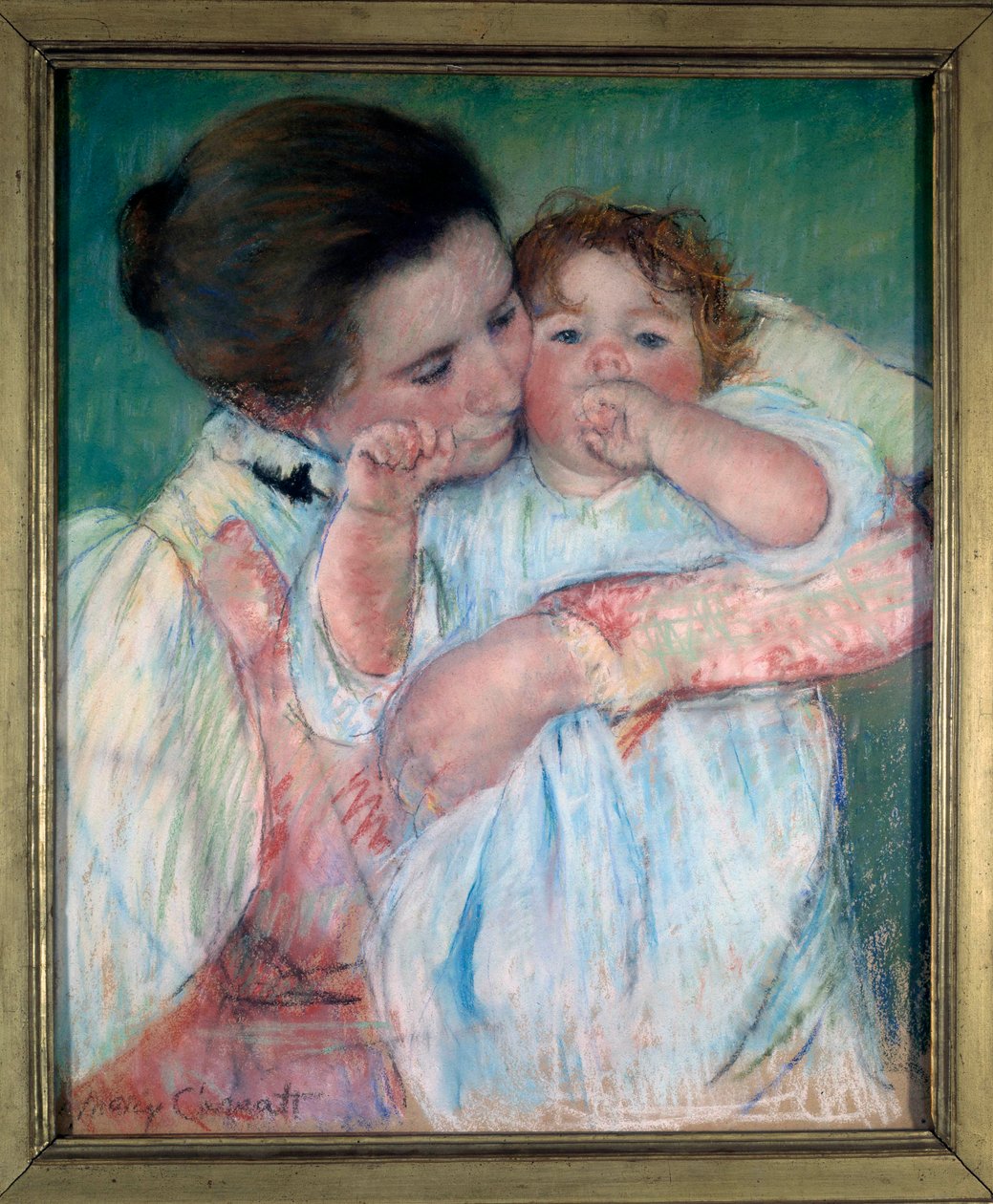 Mère et enfant sur fond vert | Mary Stevenson Cassatt