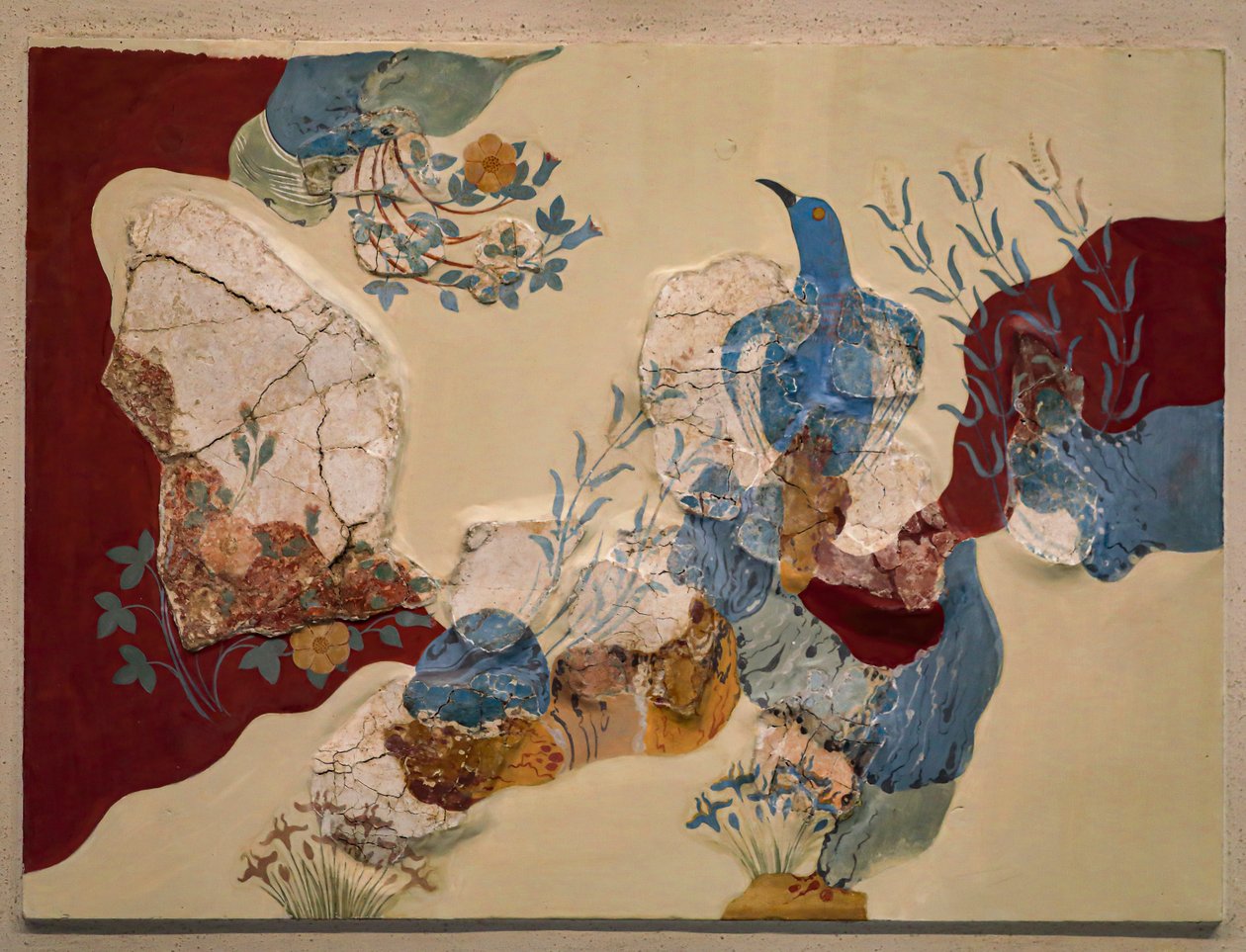 Fresque de l'oiseau bleu ou l'oiseau bleu de Crète. Knossos