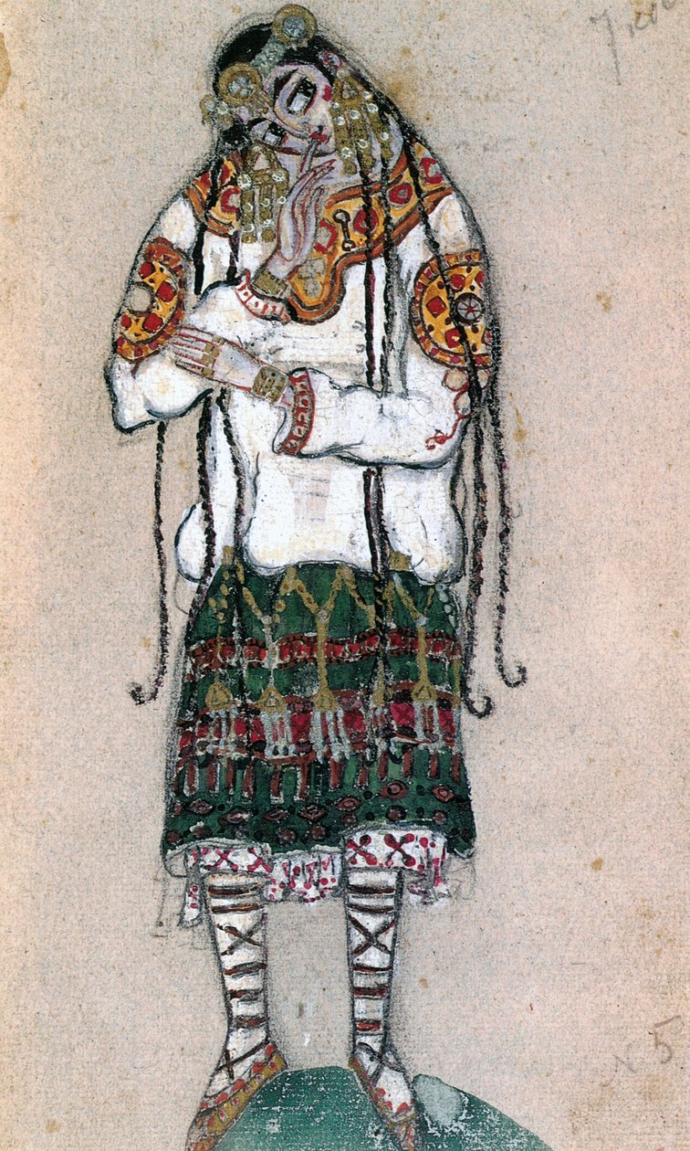 Costume d'une paysanne russe, extrait du ballet Rites du printemps de ...