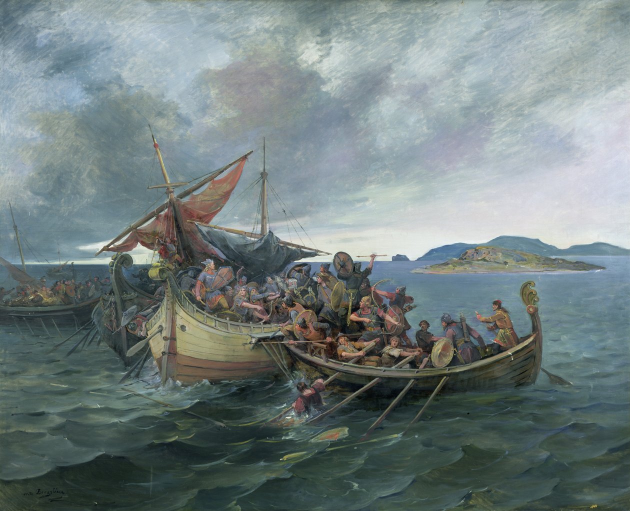 La bataille de Svolder | Nils Bergslien | Estampe d'art