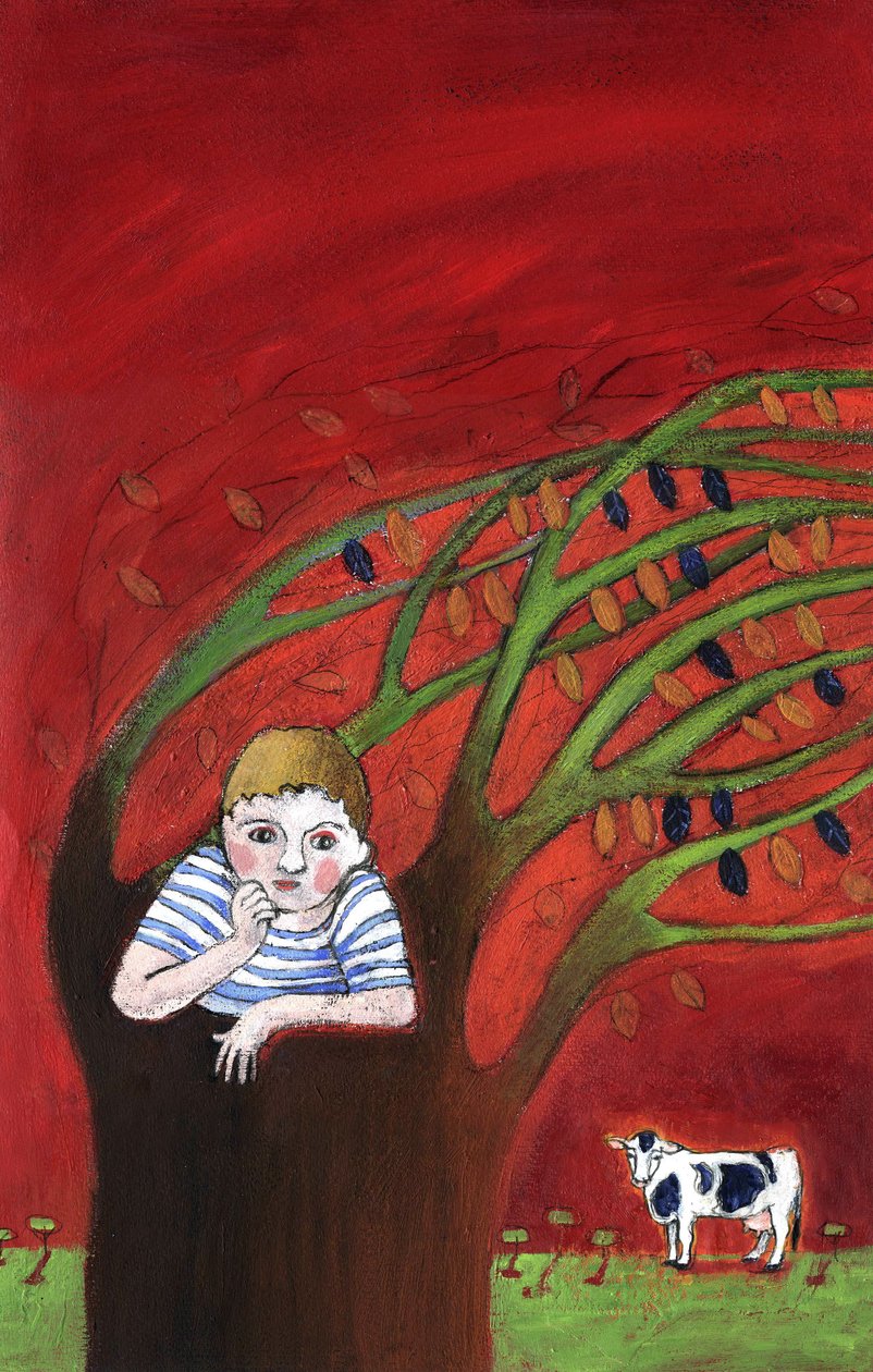 La solitude d'un enfant orphelin, seul dans un arbre, le vent dans les ...