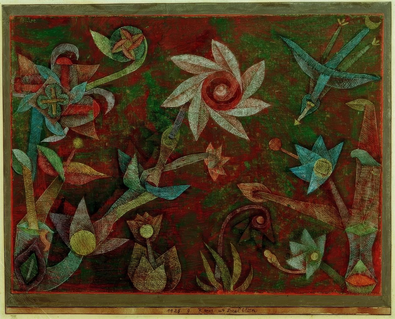 Fleurs en croix et en spirale | Paul Klee | Estampe d'art