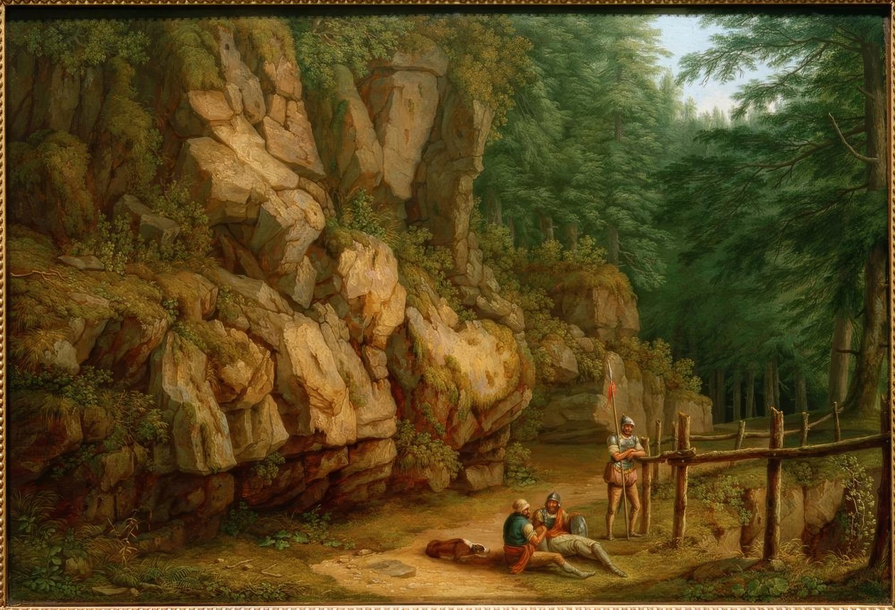 Hackert, Paysage rocheux avec soldats (Masso del Diavolo)