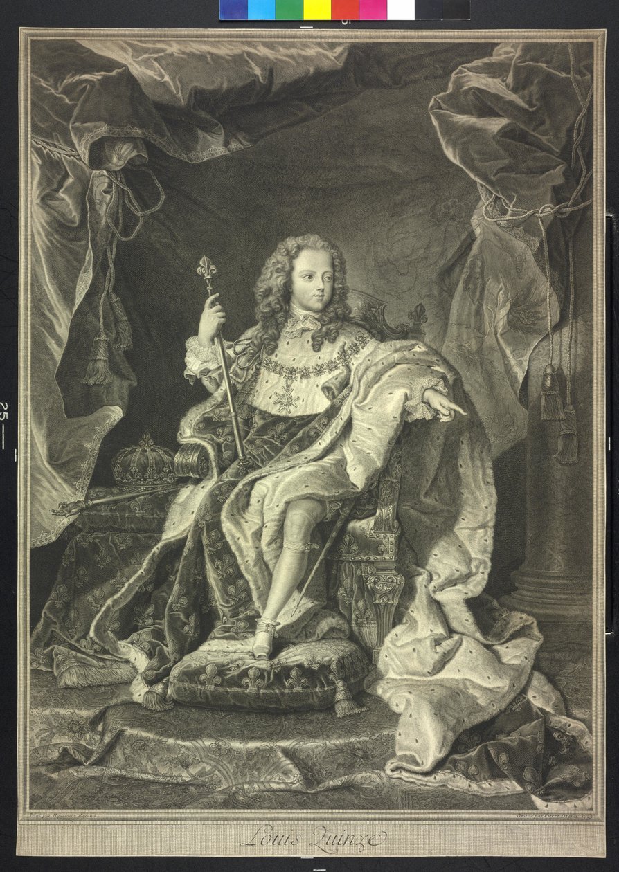 Roi de France Louis XV | Pierre Drevet | Estampe d'art