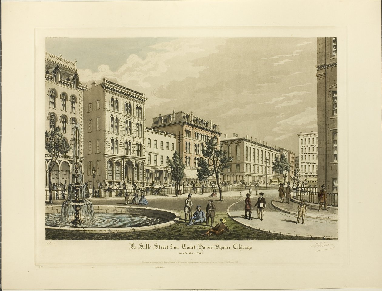 La rue La Salle depuis la place du Palais de Justice, Chicago, en 1865