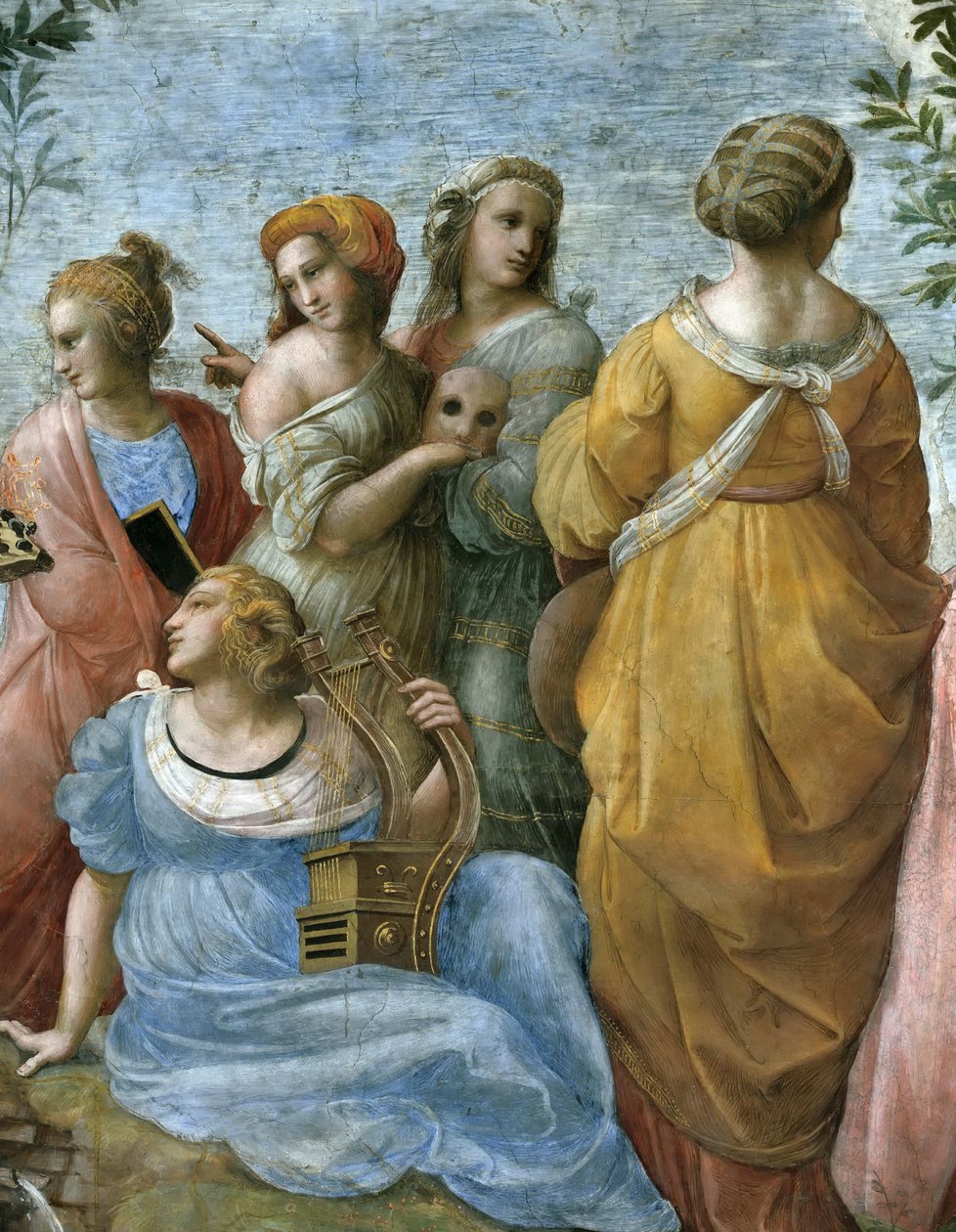 Le Parnasse (détail). Fresque dans la Stanza della Segnatura, vers 1510 ...