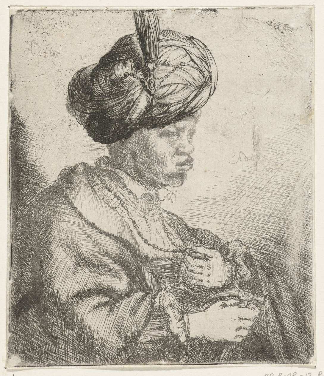 Homme avec turban | Rembrandt van Rijn | Estampe d'art