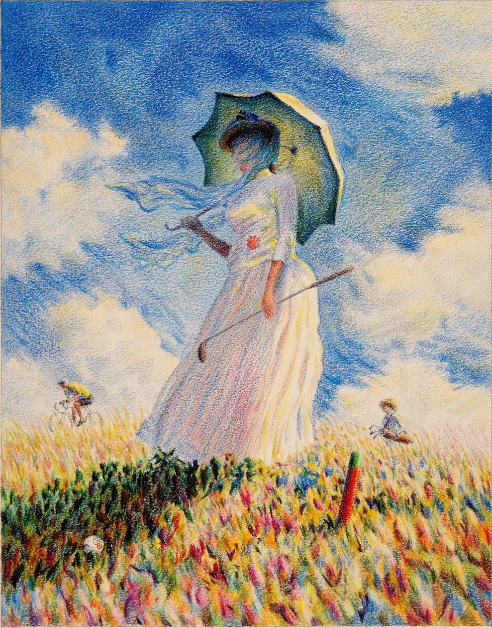 MONET-Golf, 2019, dessin au crayon de couleur sur papier