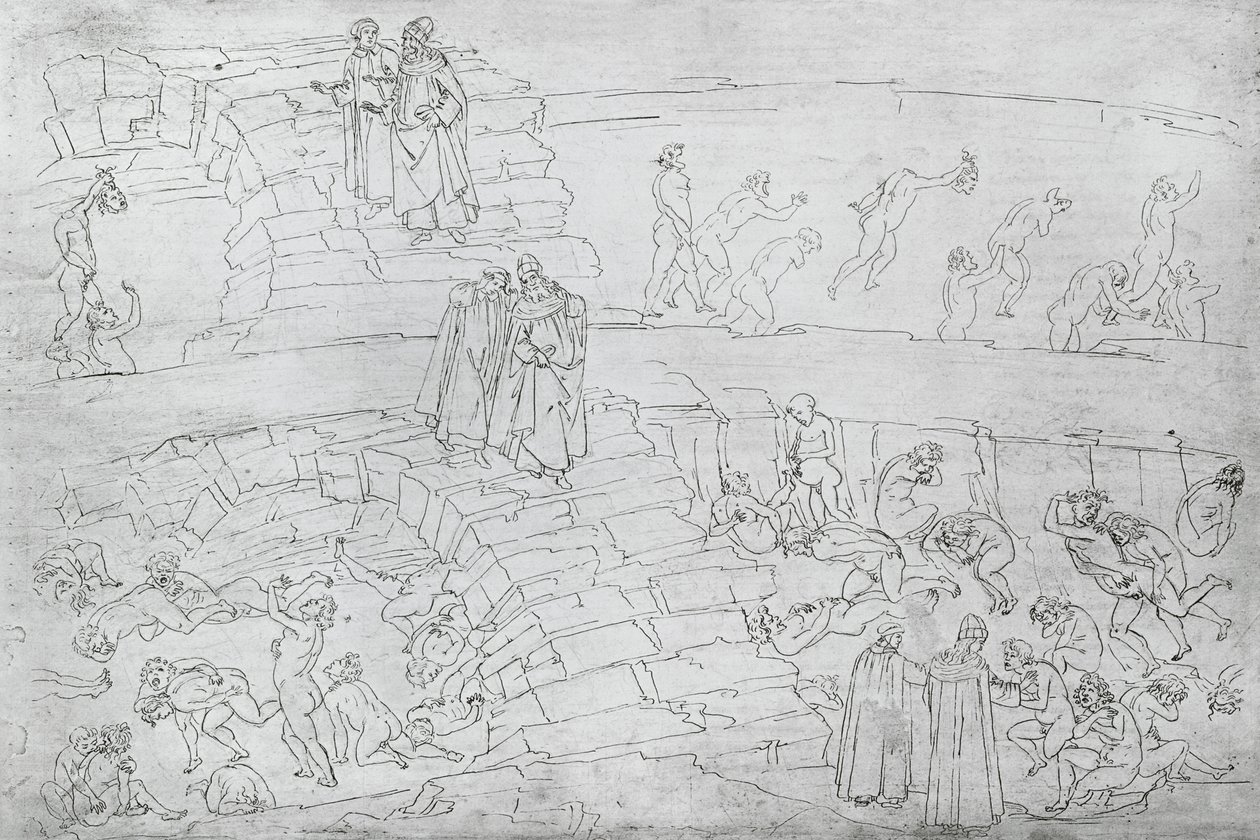 Dante et Virgile de 'La Divine Comédie' par Dante Alighieri, vers 1480