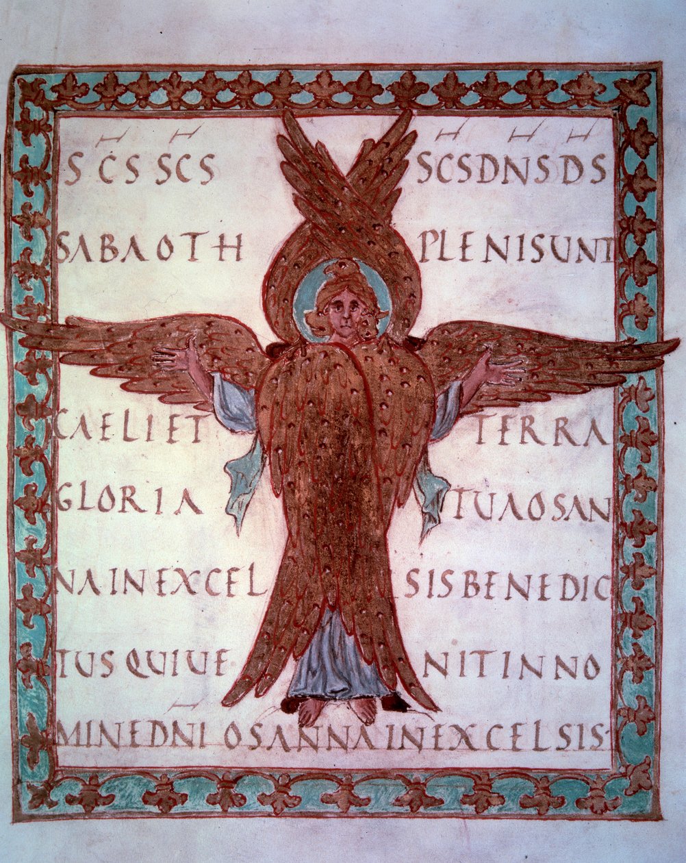 Représentation d'un séraphin miniature tiré du manuscrit carolingien ...