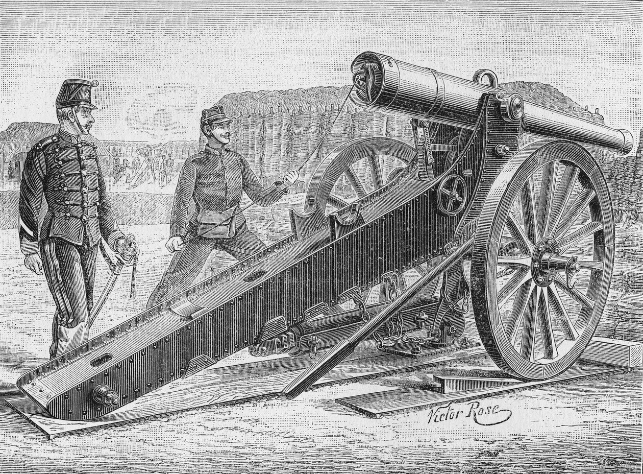 Canon de siège de 155 mm du colonel de Bange. Dans "Album de la Science ...