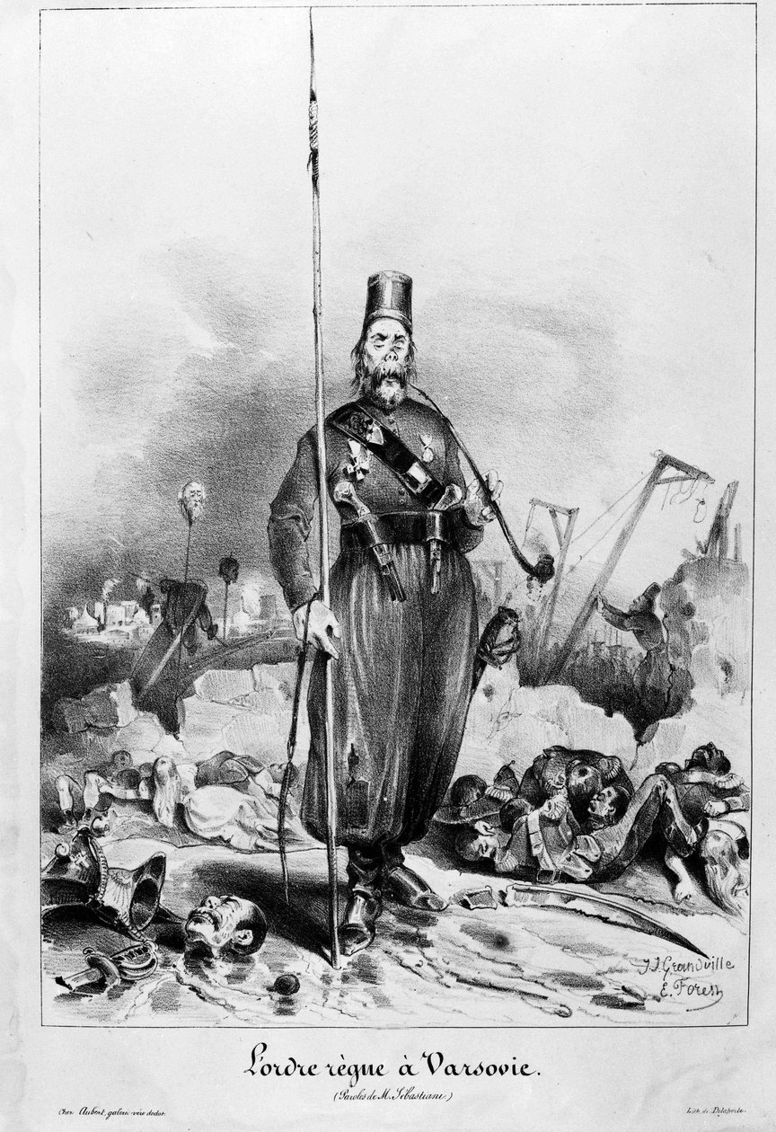 L'ordre règne à Varsovie. Caricature de Grandville et Forest sur les ...