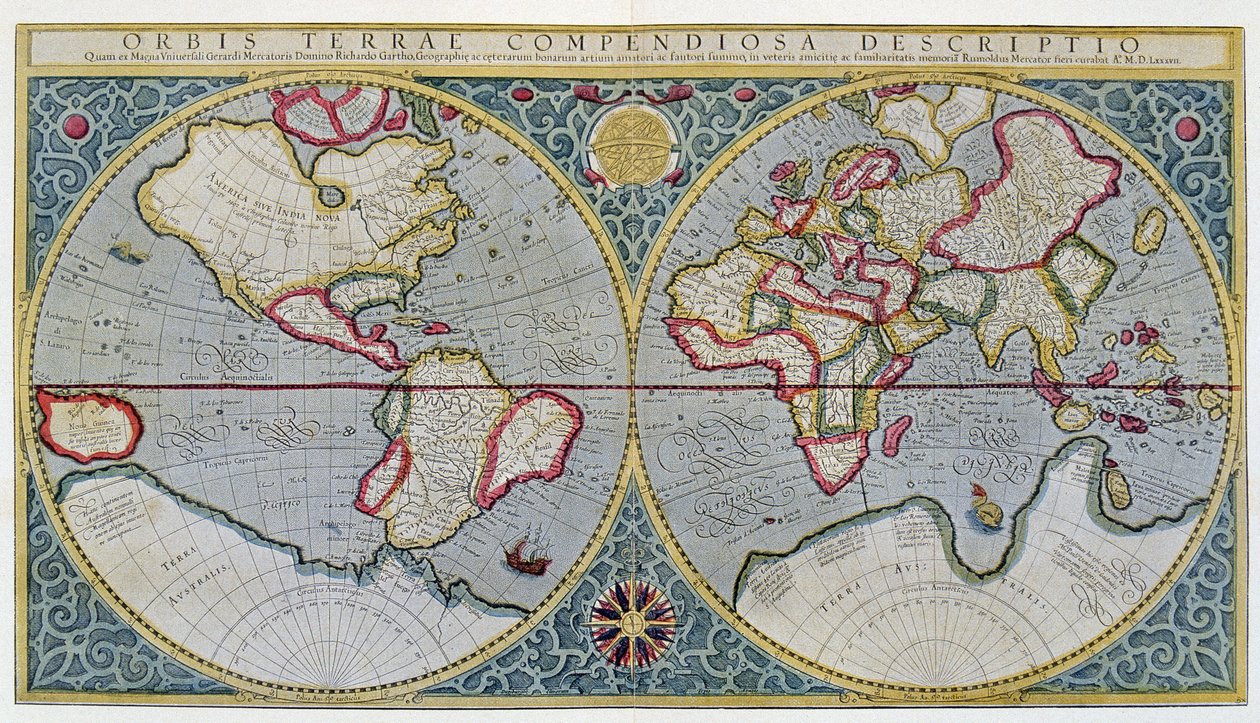 Carte du monde de Mercator (1587) - d'après « Gerardi Mercatoris Atlas ...