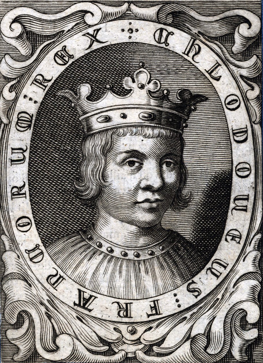 Portrait de Clovis III (? - 695), Roi d'Austrasie. Gravure du XVIIIe siècle