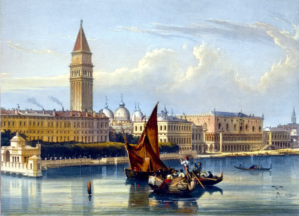 Vue du grand canal et de la place Saint-Marc. Venise Aquarelle de la ...