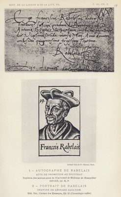 Autographe de Rabelais, portrait de Rabelais