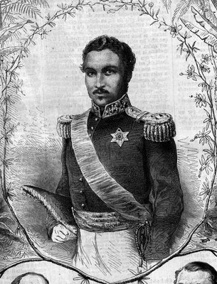 Portrait de Radama II (1829-1863), roi de Madagascar. Gravure dans "Le ...