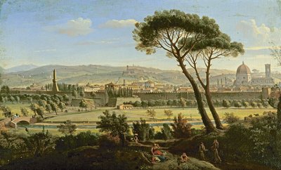 Une vue de Florence depuis la route de Bologne (huile sur toile)
