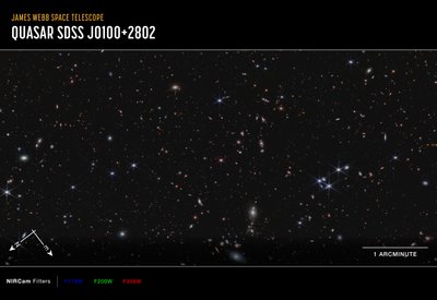 Quasar J0100+2802 (NIRCam Compass Image) | Estampe d'art