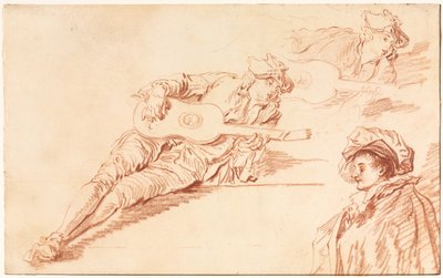 Le guitariste, 1720. | Jean Baptiste Pater | Estampe d'art