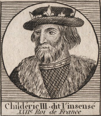 Dynastie mérovingienne : Portrait de Childéric III (714-755) roi des ...