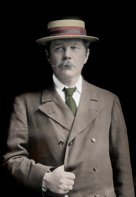 Portrait de Sir Arthur Conan Doyle (1859-1930), écrivain anglais ...