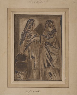 Two standing Roman matrons, one with a shield